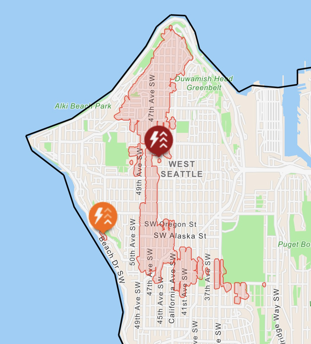 UPDATE: Power outage hits north central West Seattle: now restored ...